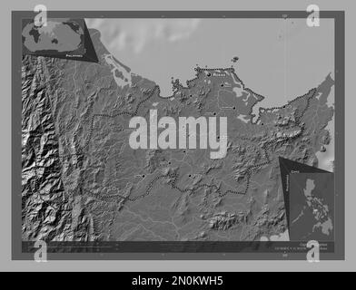 Capiz, province of Philippines. Bilevel elevation map with lakes and ...