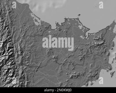 Capiz, province of Philippines. Elevation map colored in sepia tones ...