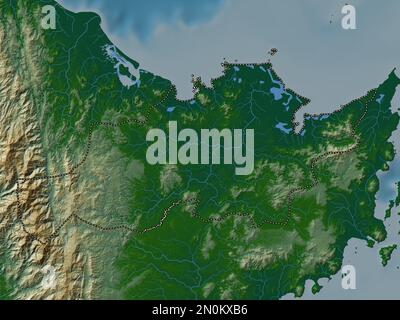 Capiz, province of Philippines. Colored elevation map with lakes and ...