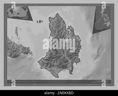 Catanduanes, province of Philippines. Grayscale elevation map with ...