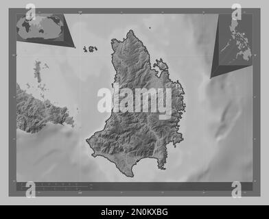 Catanduanes, province of Philippines. Grayscale elevation map with ...