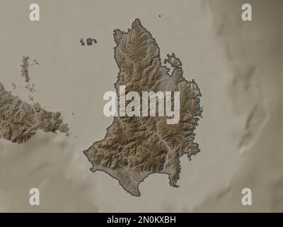 Catanduanes, province of Philippines. Colored elevation map with lakes ...