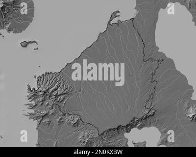 Cavite, province of Philippines. Bilevel elevation map with lakes and ...
