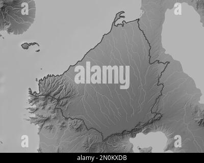 Cavite, province of Philippines. Grayscale elevation map with lakes and ...