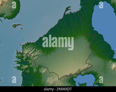 Cavite, province of Philippines. Colored elevation map with lakes and ...