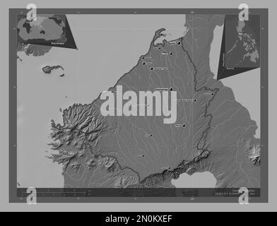 Cavite, province of Philippines. Bilevel elevation map with lakes and ...