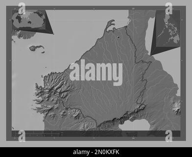 Cavite, province of Philippines. Bilevel elevation map with lakes and ...