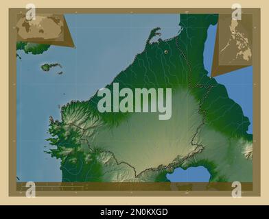 Cavite, province of Philippines. Colored elevation map with lakes and ...