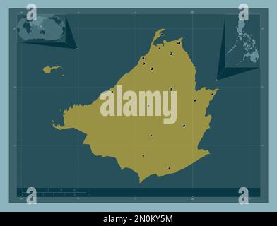 Cavite, province of Philippines. Solid color shape. Locations and names ...