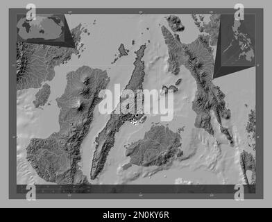 Cebu, province of Philippines. Bilevel elevation map with lakes and ...