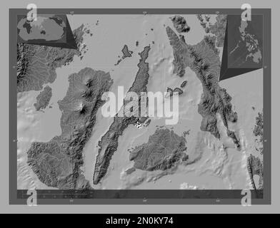 Cebu, province of Philippines. Bilevel elevation map with lakes and ...