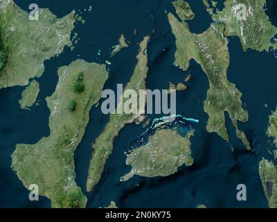 Cebu, province of Philippines. High resolution satellite map. Corner ...