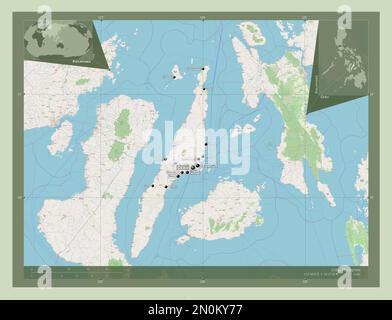 Cebu, province of Philippines. Open Street Map. Locations of major ...