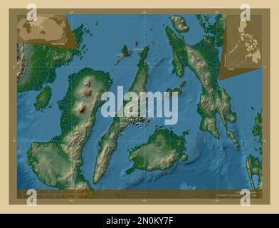 Cebu, province of Philippines. Colored elevation map with lakes and ...