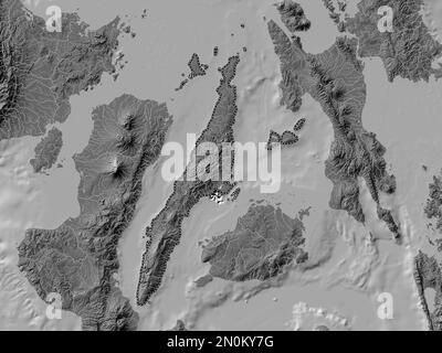Cebu, province of Philippines. Bilevel elevation map with lakes and ...
