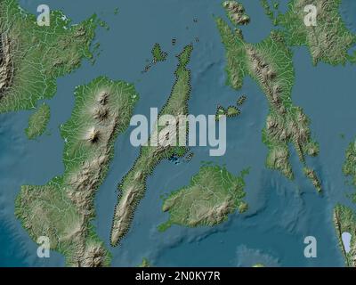 Cebu, province of Philippines. Colored elevation map with lakes and ...