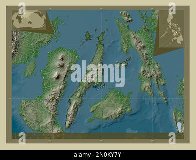 Cebu, province of Philippines. Colored elevation map with lakes and ...