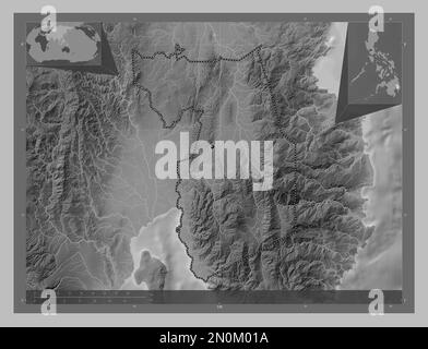Compostela Valley, province of Philippines. Grayscale elevation map ...