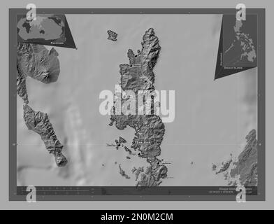 Dinagat Islands, province of Philippines. Bilevel elevation map with ...