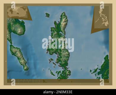 Dinagat Islands, province of Philippines. Colored elevation map with ...