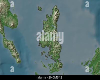 Dinagat Islands, province of Philippines. Colored elevation map with ...