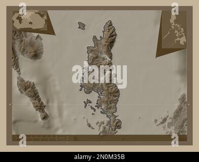 Dinagat Islands, province of Philippines. Colored elevation map with ...