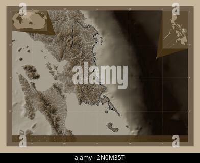 Eastern Samar, province of Philippines. Colored elevation map with ...