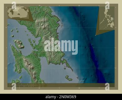 Eastern Samar, province of Philippines. Colored elevation map with ...