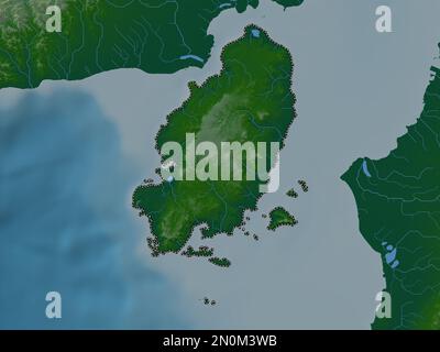 Guimaras, province of Philippines. Elevation map colored in wiki style ...