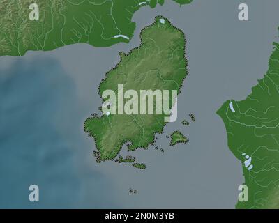 Guimaras, province of Philippines. Colored elevation map with lakes and ...