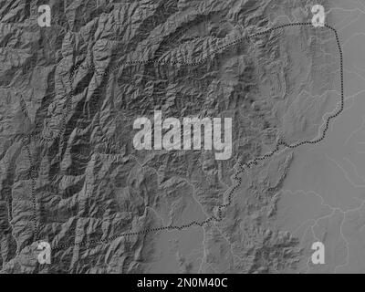 Ifugao, province of Philippines. Grayscale elevation map with lakes and ...