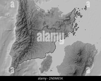 Iloilo, province of Philippines. Grayscale elevation map with lakes and ...