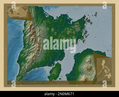 Iloilo, province of Philippines. Colored elevation map with lakes and ...