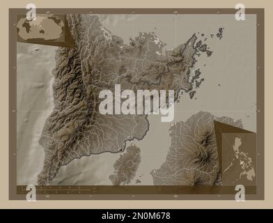 Iloilo, province of Philippines. Colored elevation map with lakes and ...