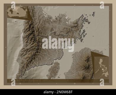 Iloilo, province of Philippines. Colored elevation map with lakes and ...