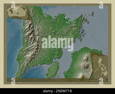 Iloilo, province of Philippines. Colored elevation map with lakes and ...