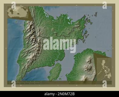 Iloilo, province of Philippines. Colored elevation map with lakes and ...