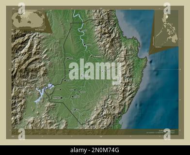 Isabela, province of Philippines. Colored elevation map with lakes and ...