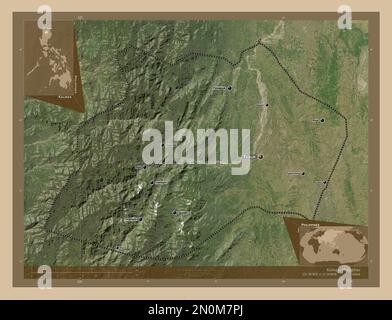 Kalinga, province of Philippines. Low resolution satellite map. Corner ...
