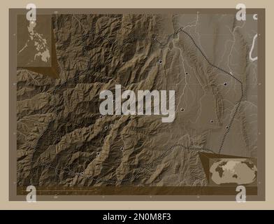 Kalinga, province of Philippines. Colored elevation map with lakes and ...