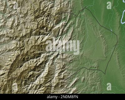 Kalinga, province of Philippines. Colored elevation map with lakes and ...