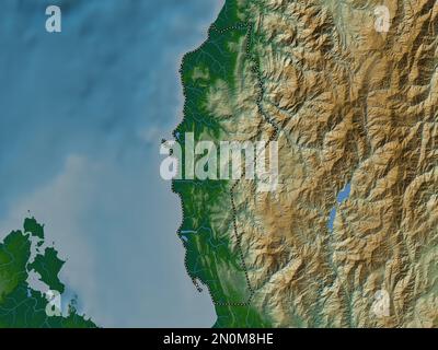 La Union, province of Philippines. Colored elevation map with lakes and ...
