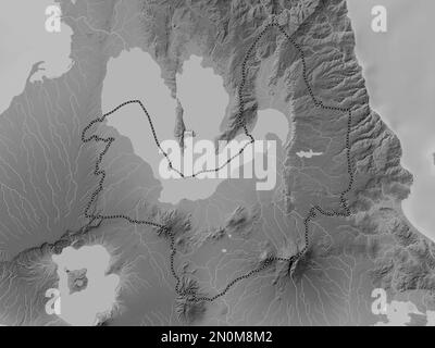 Laguna, province of Philippines. Grayscale elevation map with lakes and ...