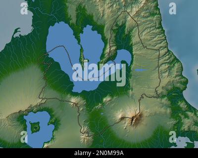 Laguna, province of Philippines. Colored elevation map with lakes and ...