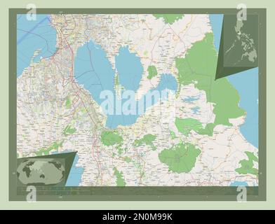 Laguna, province of Philippines. Open Street Map. Locations of major ...