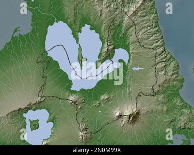 Laguna, province of Philippines. Colored elevation map with lakes and ...