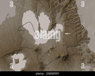 Laguna, province of Philippines. Colored elevation map with lakes and ...