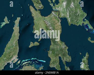 Leyte, province of Philippines. High resolution satellite map. Corner ...