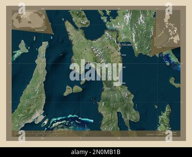 Leyte, province of Philippines. High resolution satellite map Stock ...