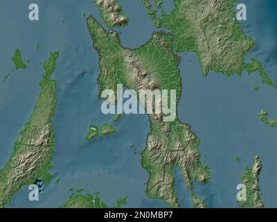 Leyte, province of Philippines. Colored elevation map with lakes and ...